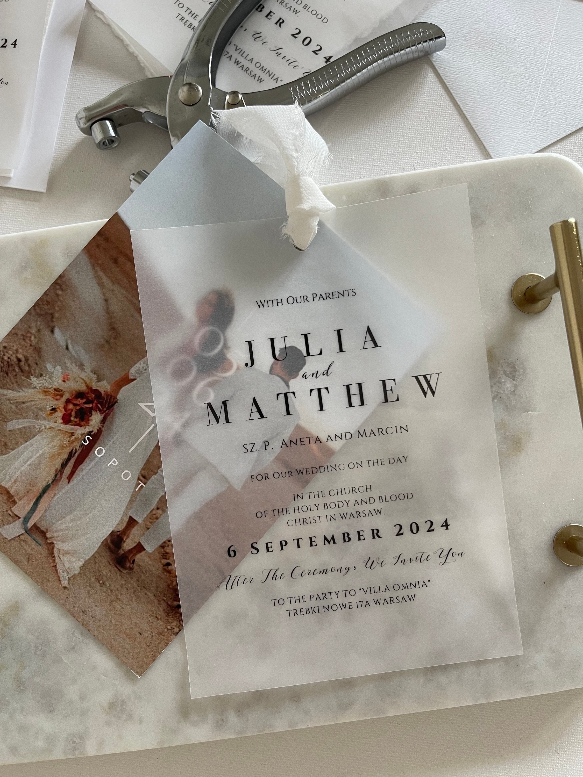 Vellum Layered Wedding Invitation and Save the Date With Photo Clear ...
