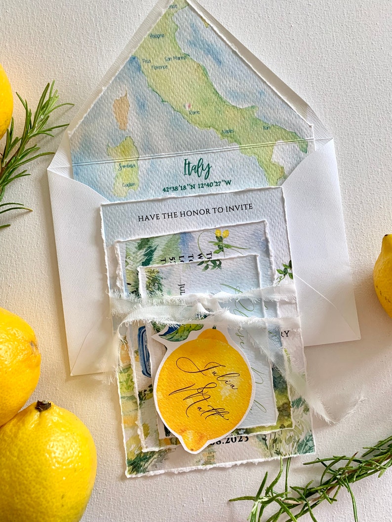 Lemon Wedding Invitation Template, Tuscany Wedding Invitation ...