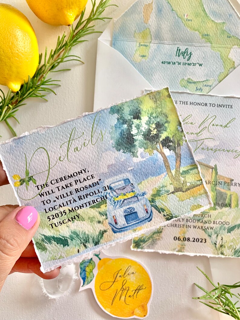 Lemon Wedding Invitation Template, Tuscany Wedding Invitation ...