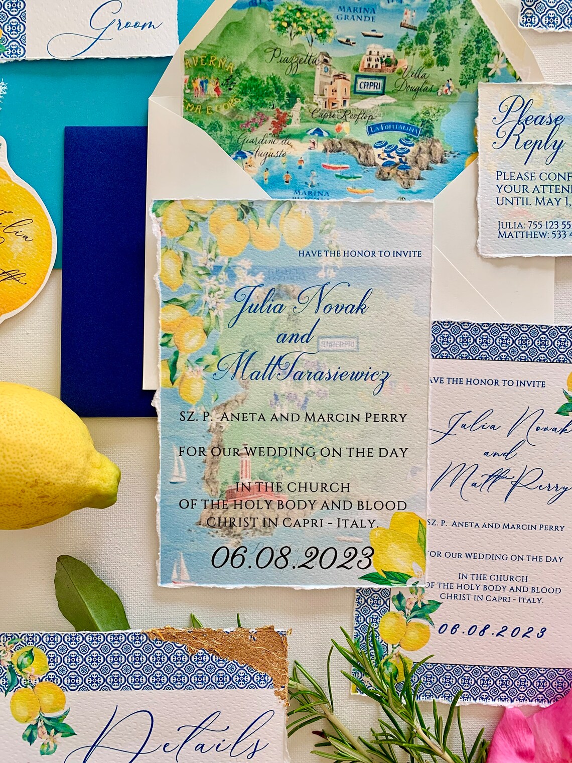 Lemon Wedding Invitation Template, Tuscany Wedding Olive Wedding ...