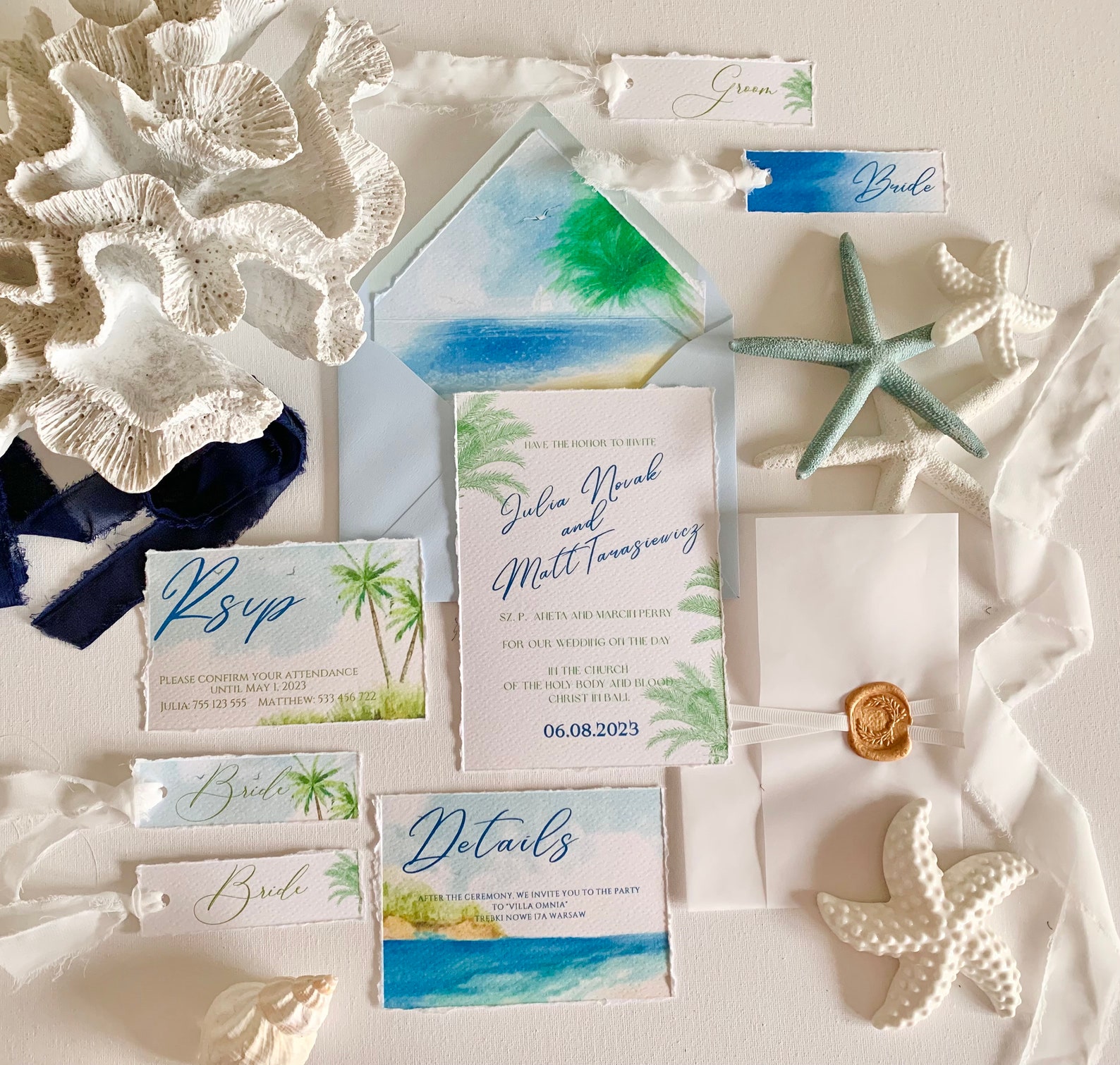 Bali Palms Wedding Invitation Template, Wedding Invitation, Printable ...