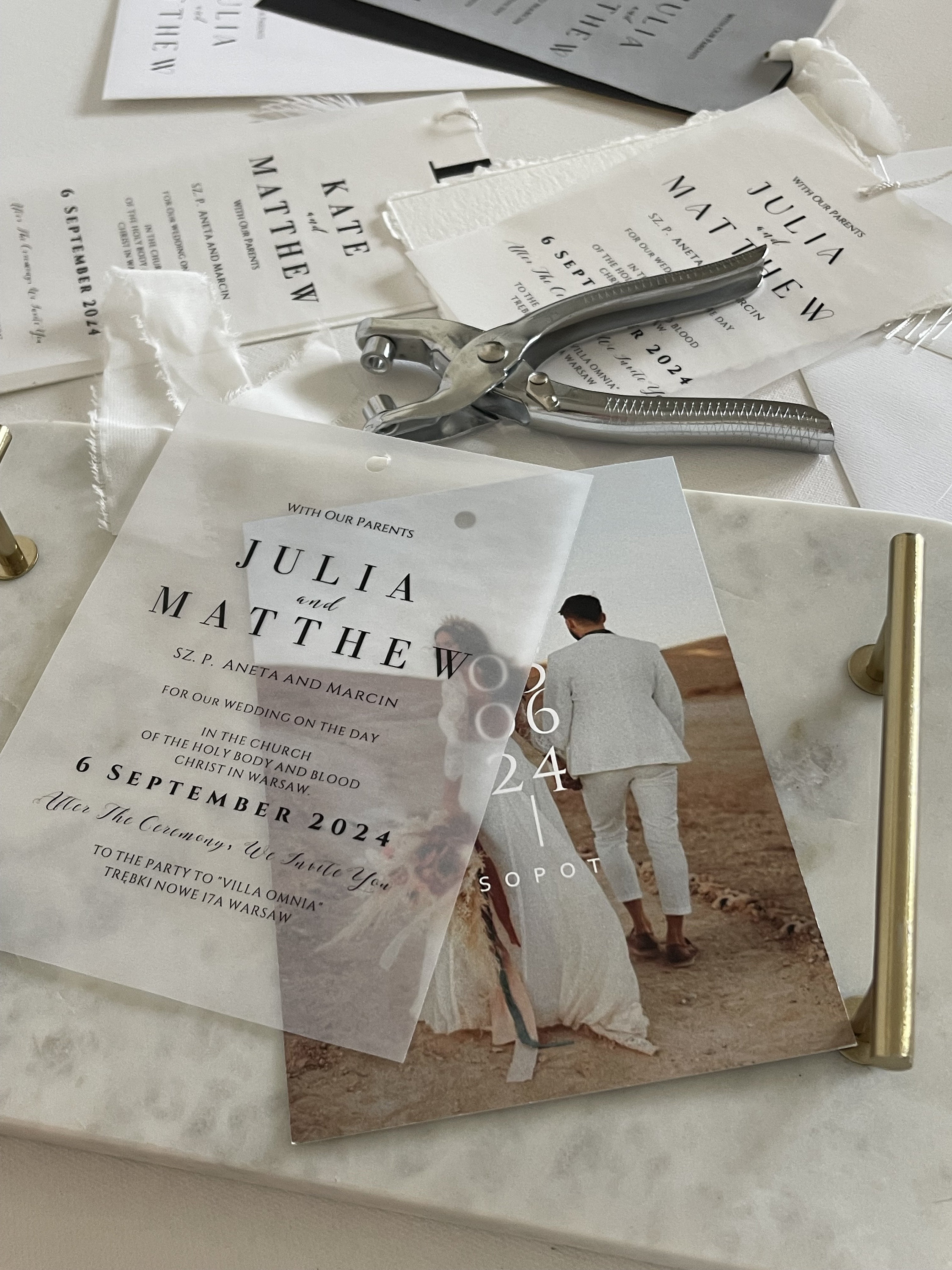 Vellum Layered Wedding Invitation and Save the Date With Photo Clear ...