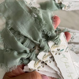 Olive Name Place Cards | Name Sage Green | Wedding Name Cards | Deckled ...