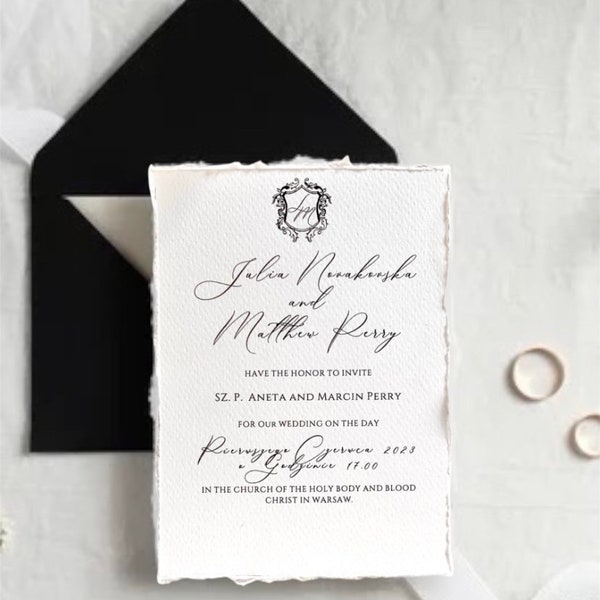 Deckled Edge Wedding Invitation - Etsy