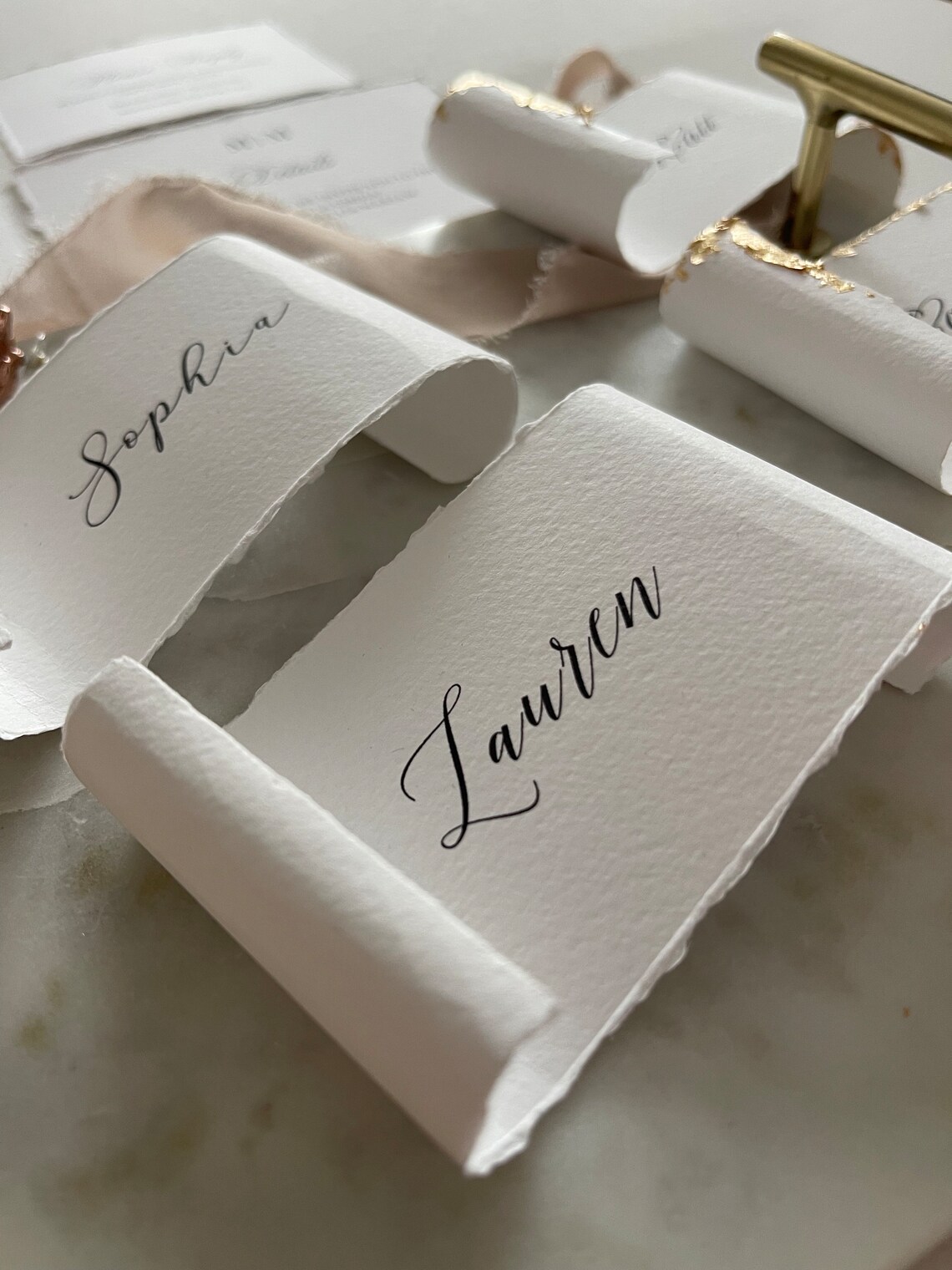 Scroll Name Place Cards | Name Scroll | Wedding Name Cards | Deckled ...