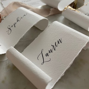 Scroll Name Place Cards | Name Scroll | Wedding Name Cards | Deckled ...