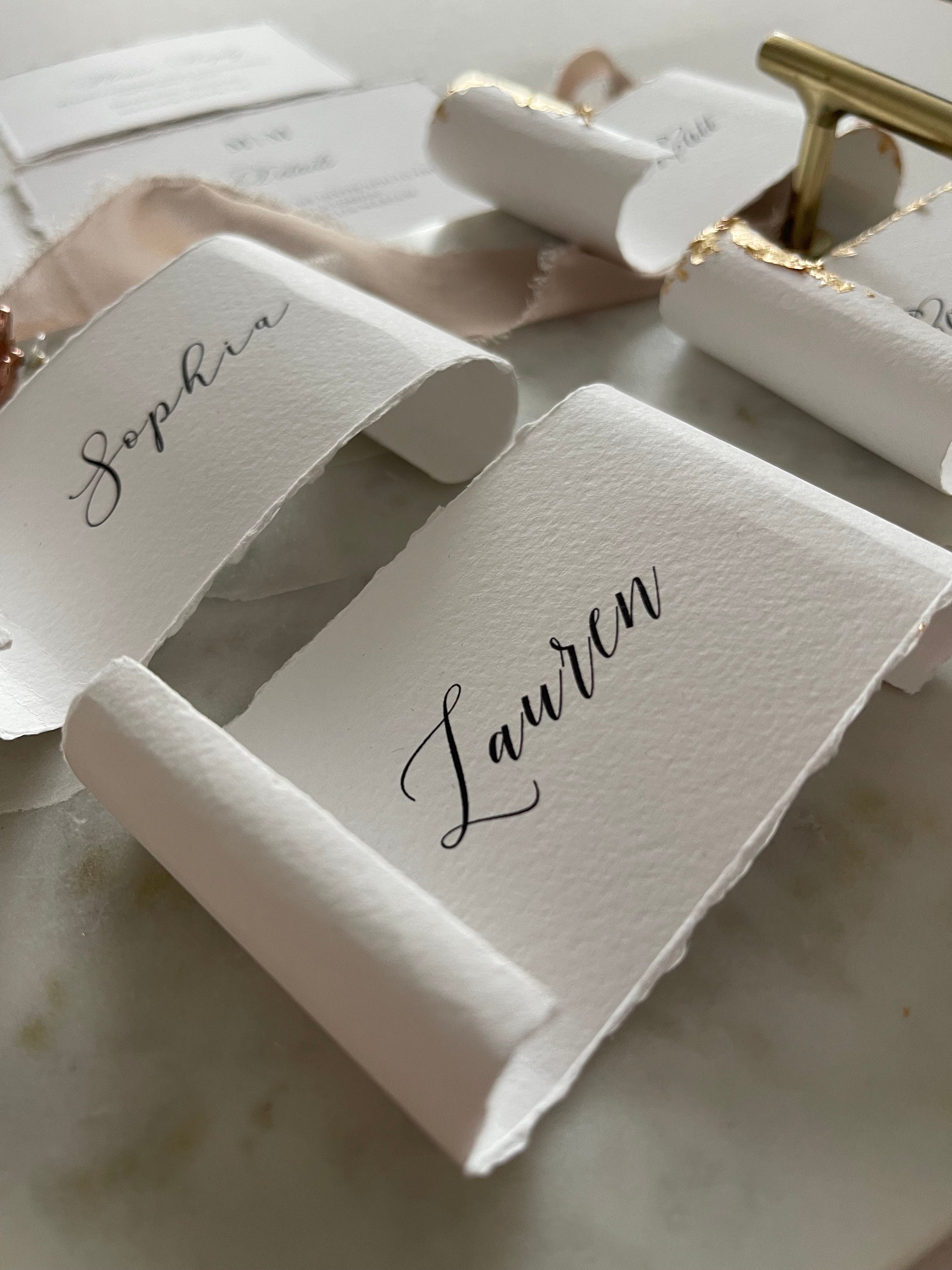 Scroll Name Place Cards | Name Scroll | Wedding Name Cards | Deckled ...