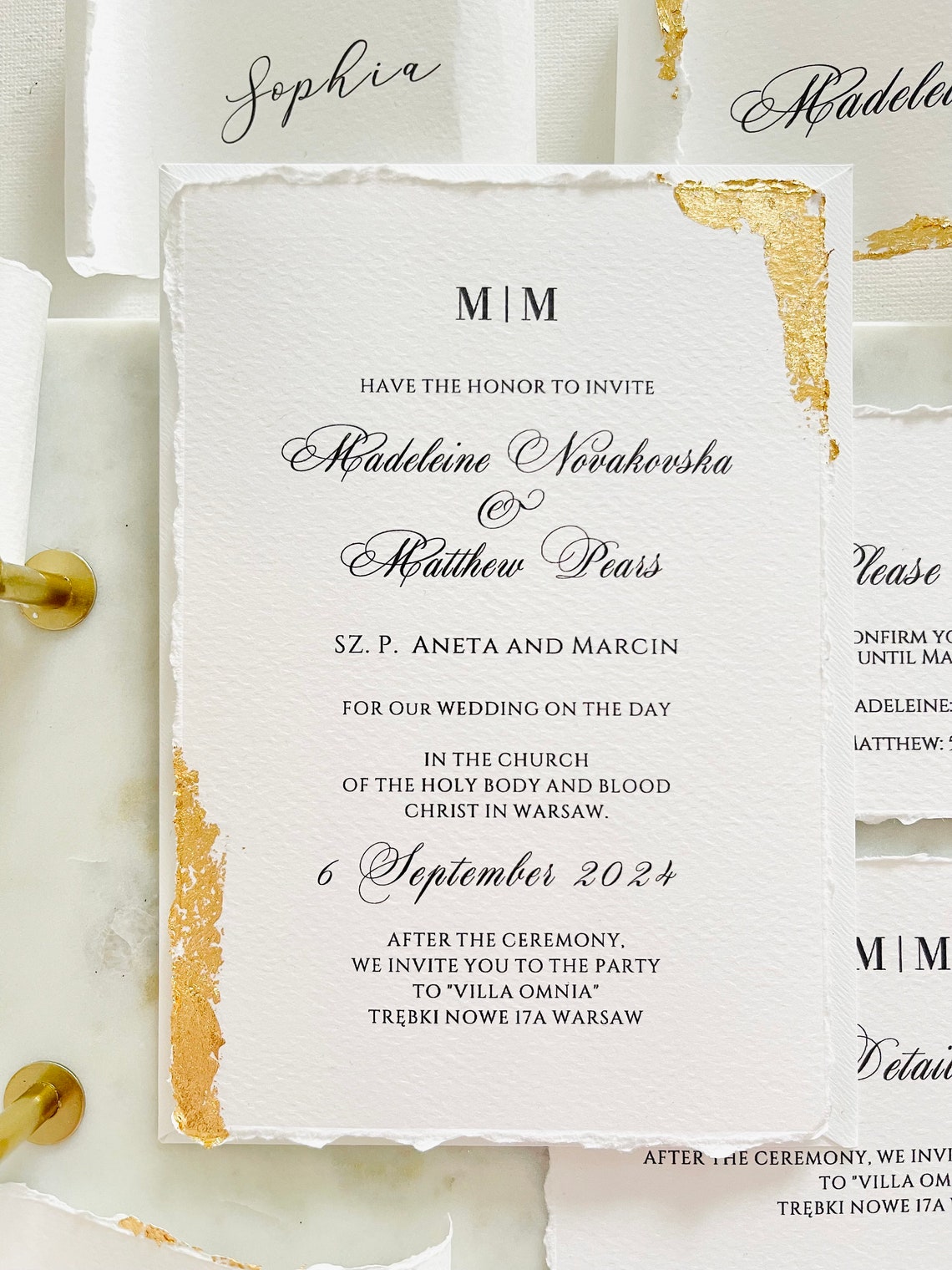 Handmade Wedding Invitation Sets, Deckled Edge Paper Invitations ...