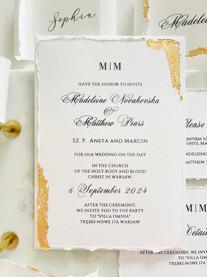 Handmade Wedding Invitation Sets, Deckled Edge Paper Invitations ...
