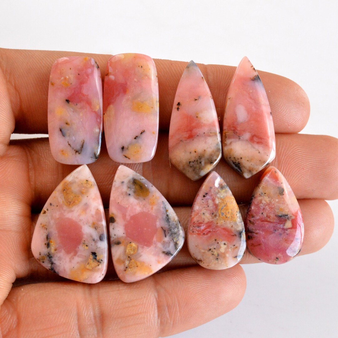 4 Pair 122 Cts Natural Pink Opal Pairs Wholesale Lot Cabochon Loose ...