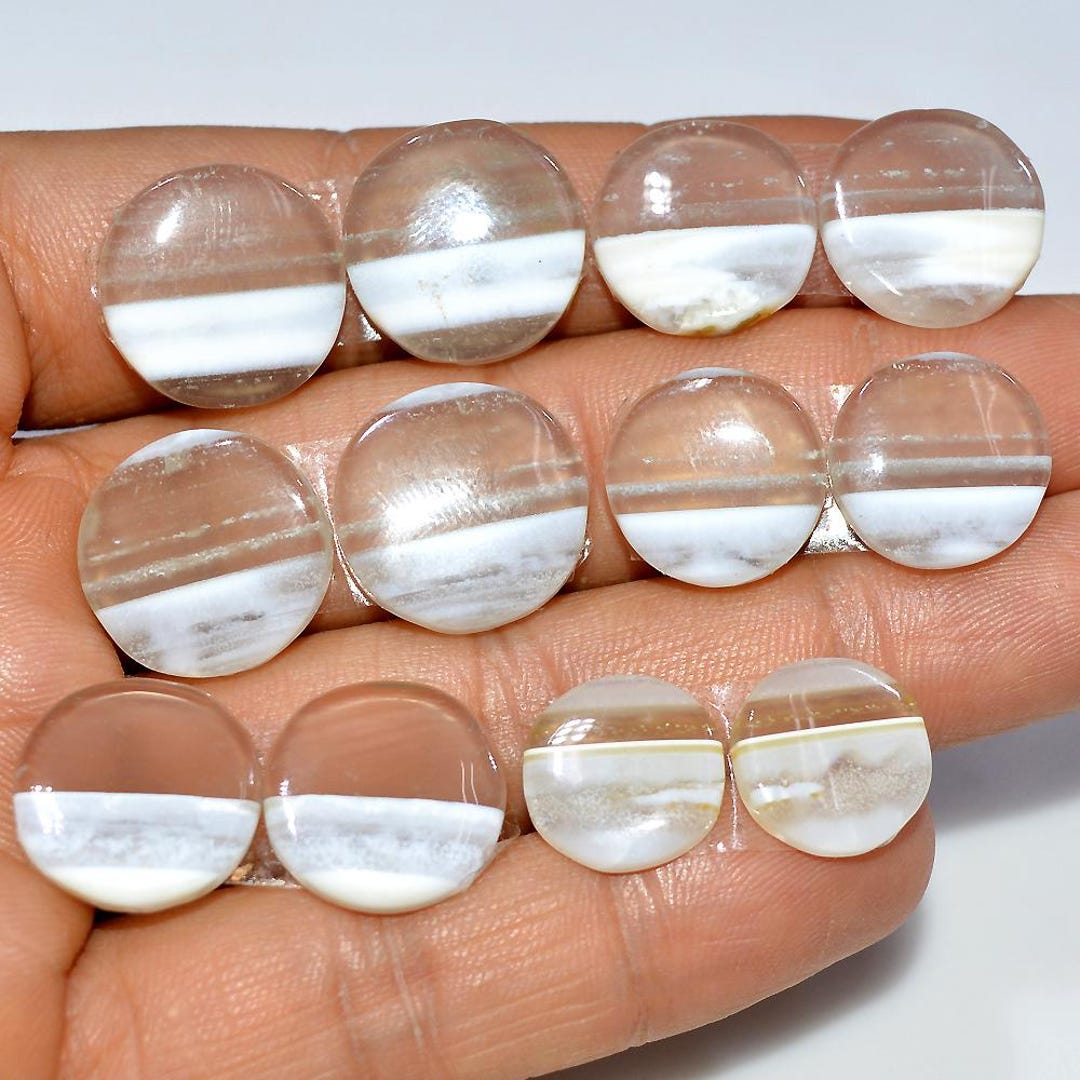 6 Pairs 119 Cts Natural White Agate Cabochon Gemstone Pair Lot Dangle ...