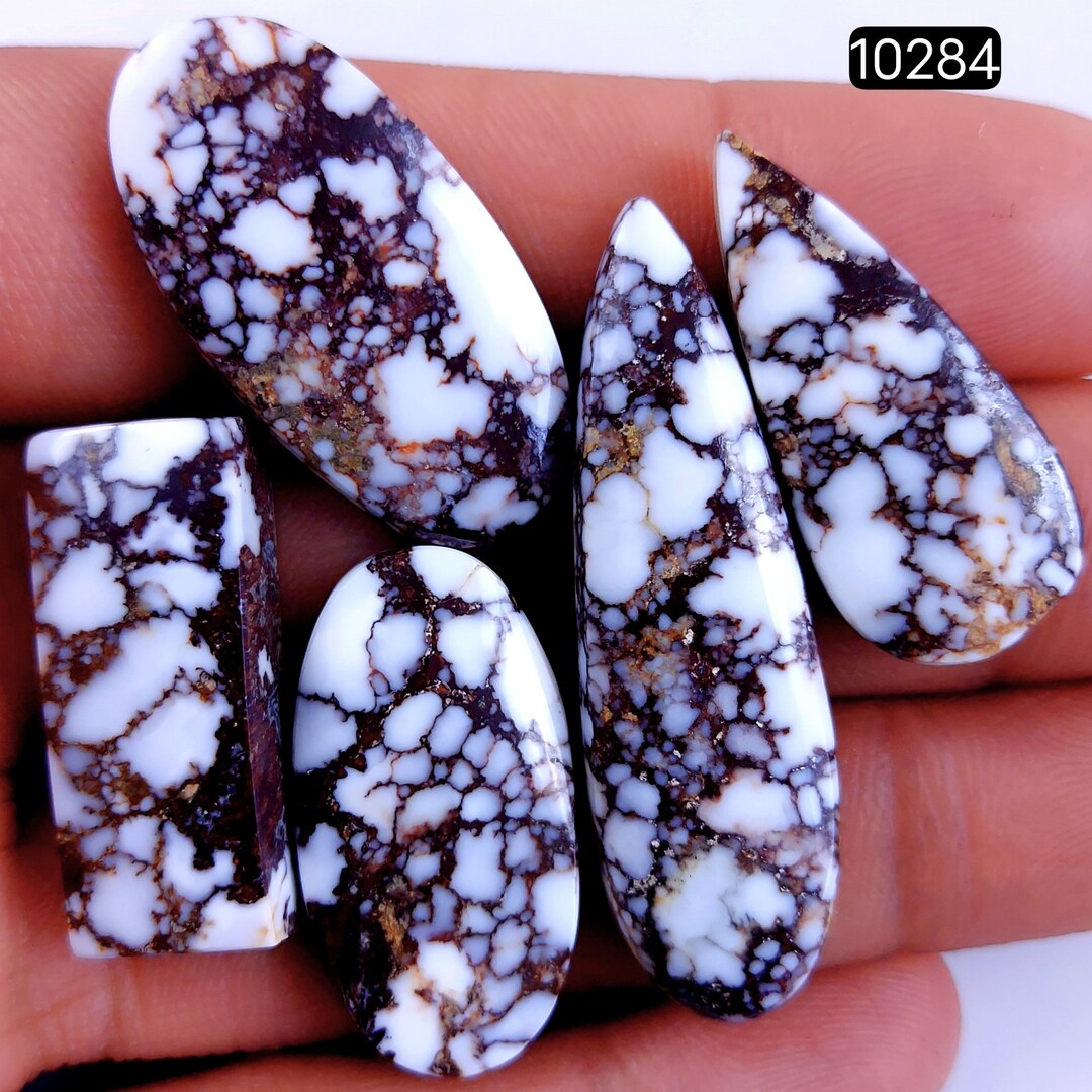 Natural Wild Horse Magnesite Turquoise Cabochon Lot White Magnesite ...