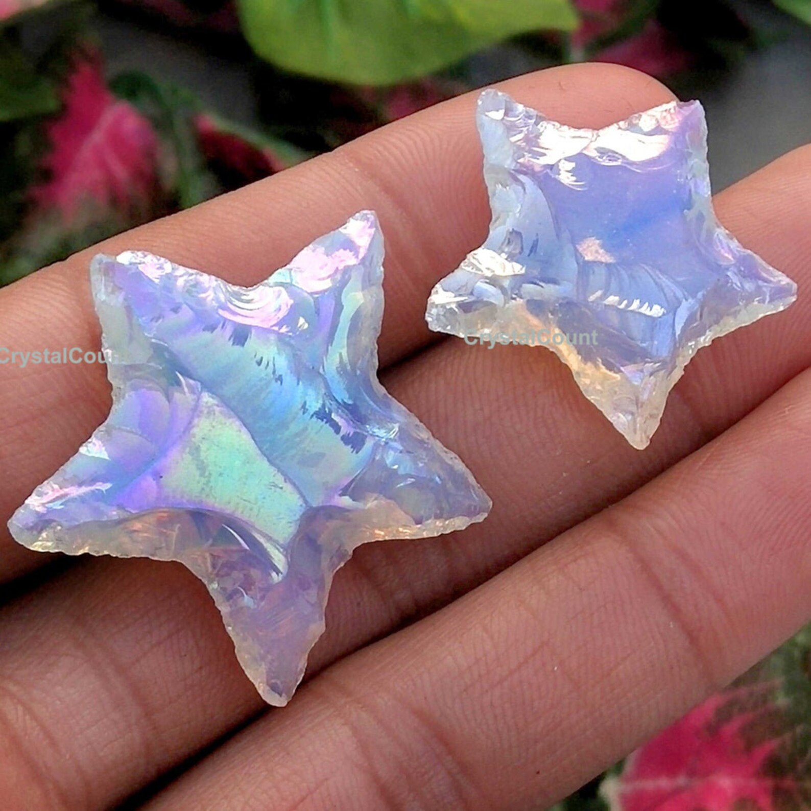 Coated Opalite Star, Star Shape Crystal, White Rainbow Coated Opalite ...