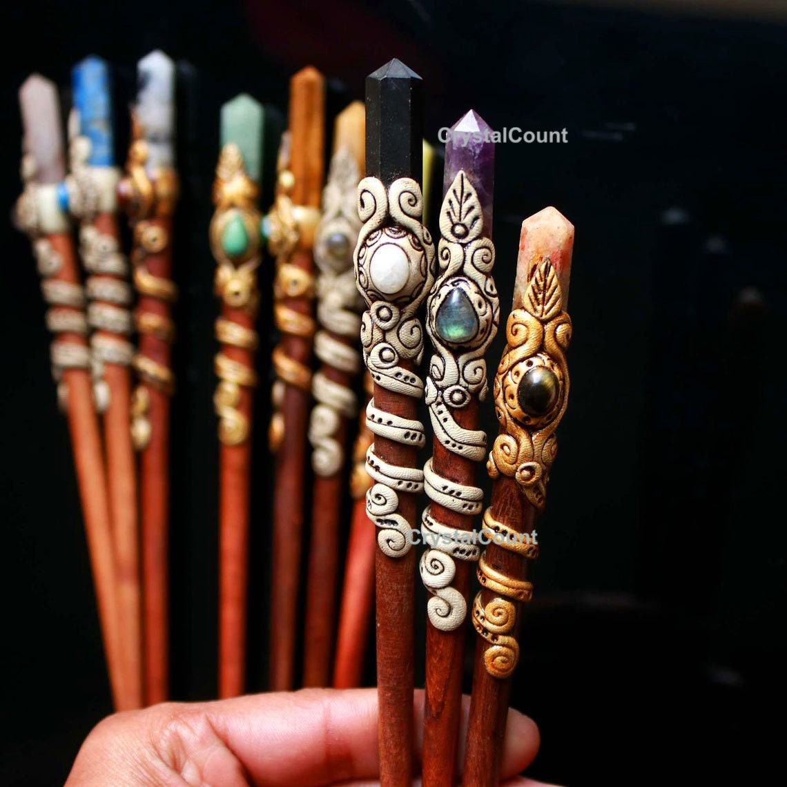 Crystal Point Stick Mix Hair Stick Pencil Hair Stick Quartz | Etsy