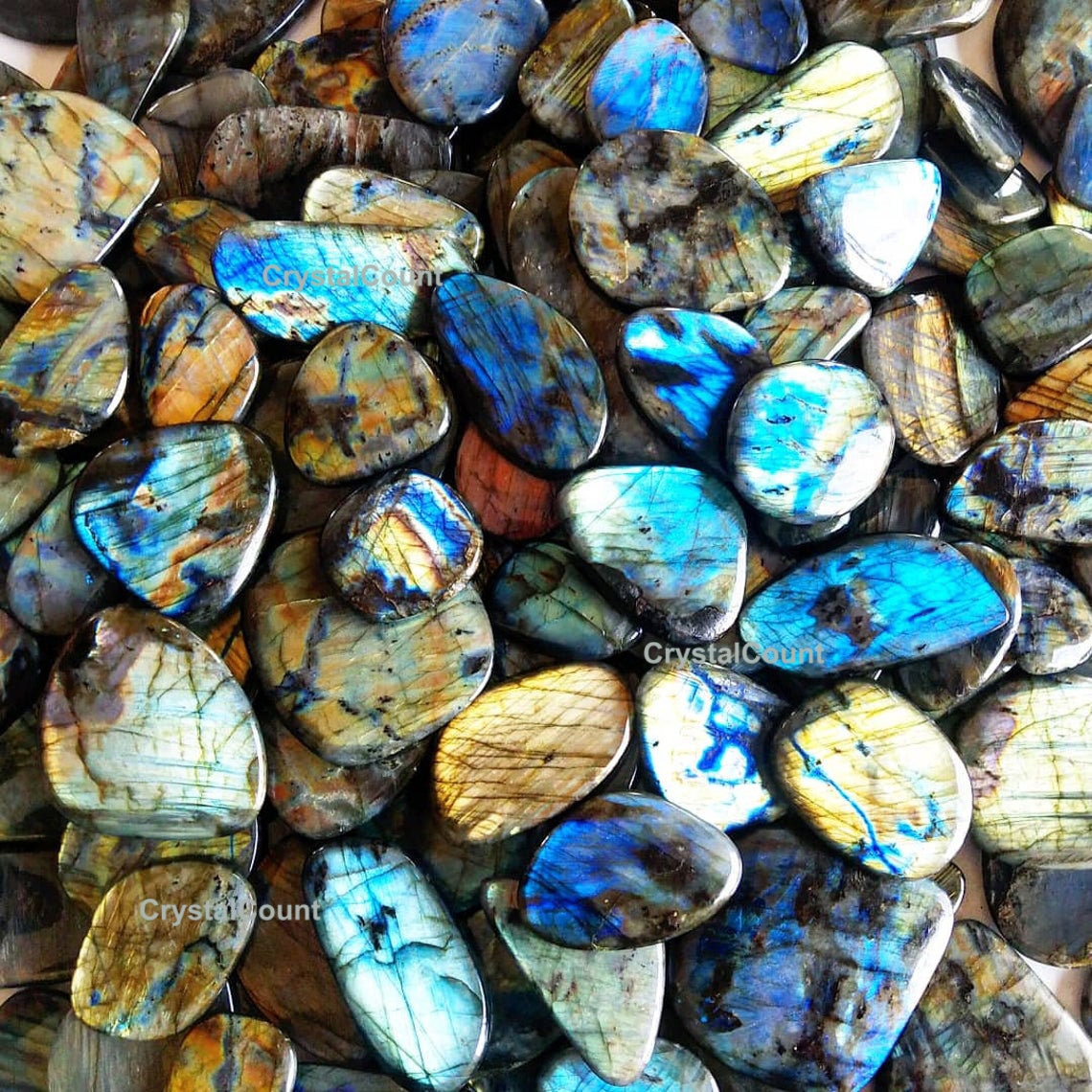 Natural Multi Fire Labradorite Palm Stone Uneven Shape | Etsy