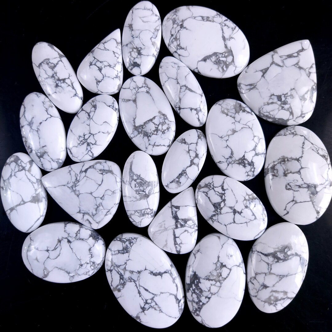 21pcs 1025cts Natural White Howlite Cabochon Loose Gemstone Crystal Mix ...