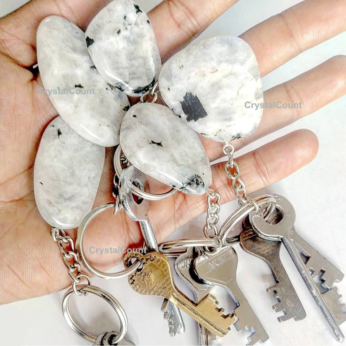 Natural Blue Fire Rainbow Moonstone Key Chain Healing Crystals - Etsy