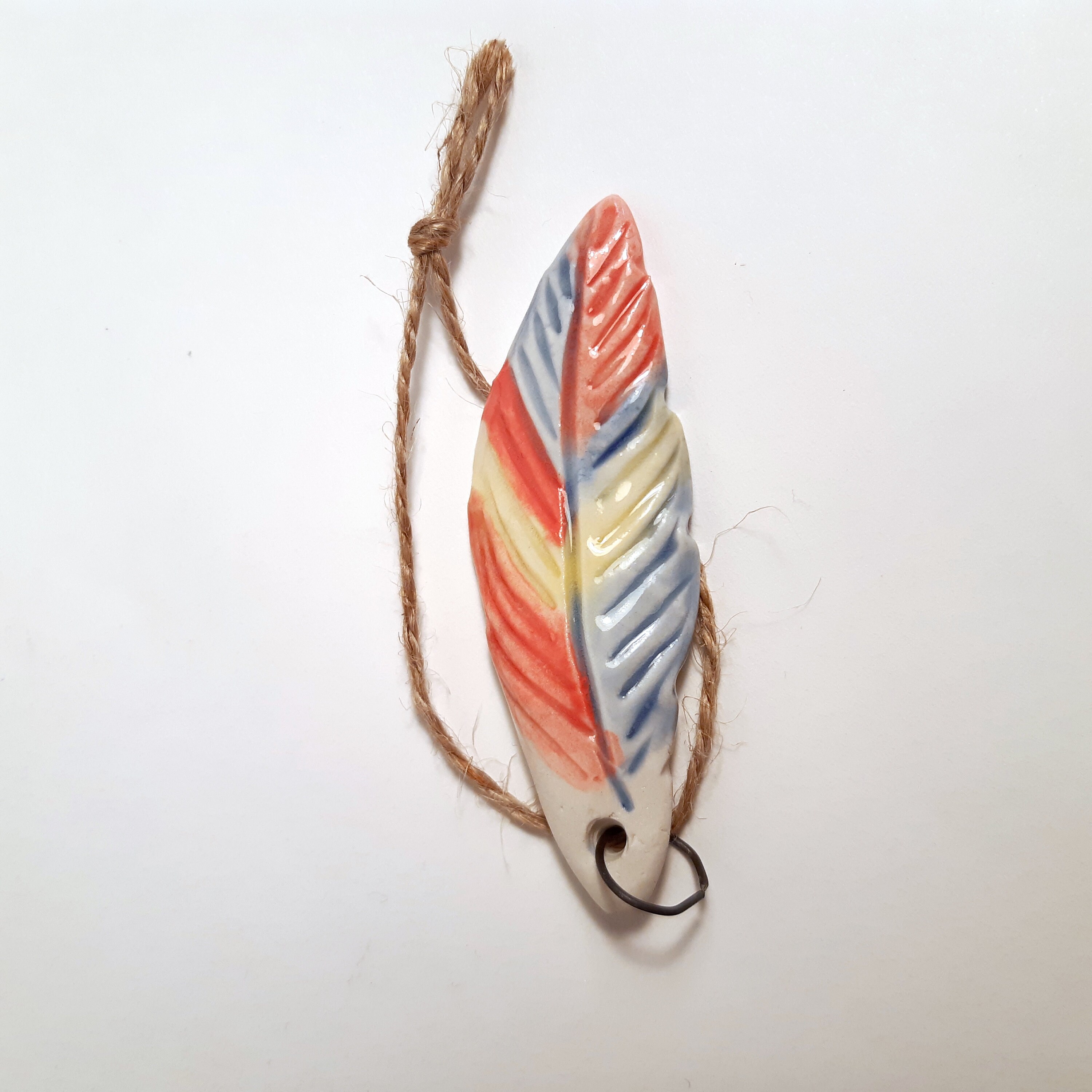 Handmade Ceramic Feather Ornaments Multicoloured Pottery - Etsy