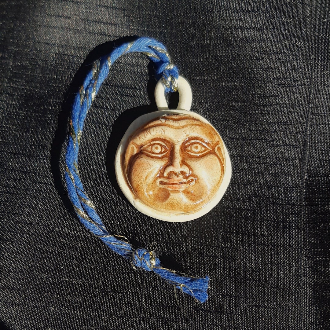 Ceramic Full Moon Face Ornament - Ceramic Hanging Moon - Etsy