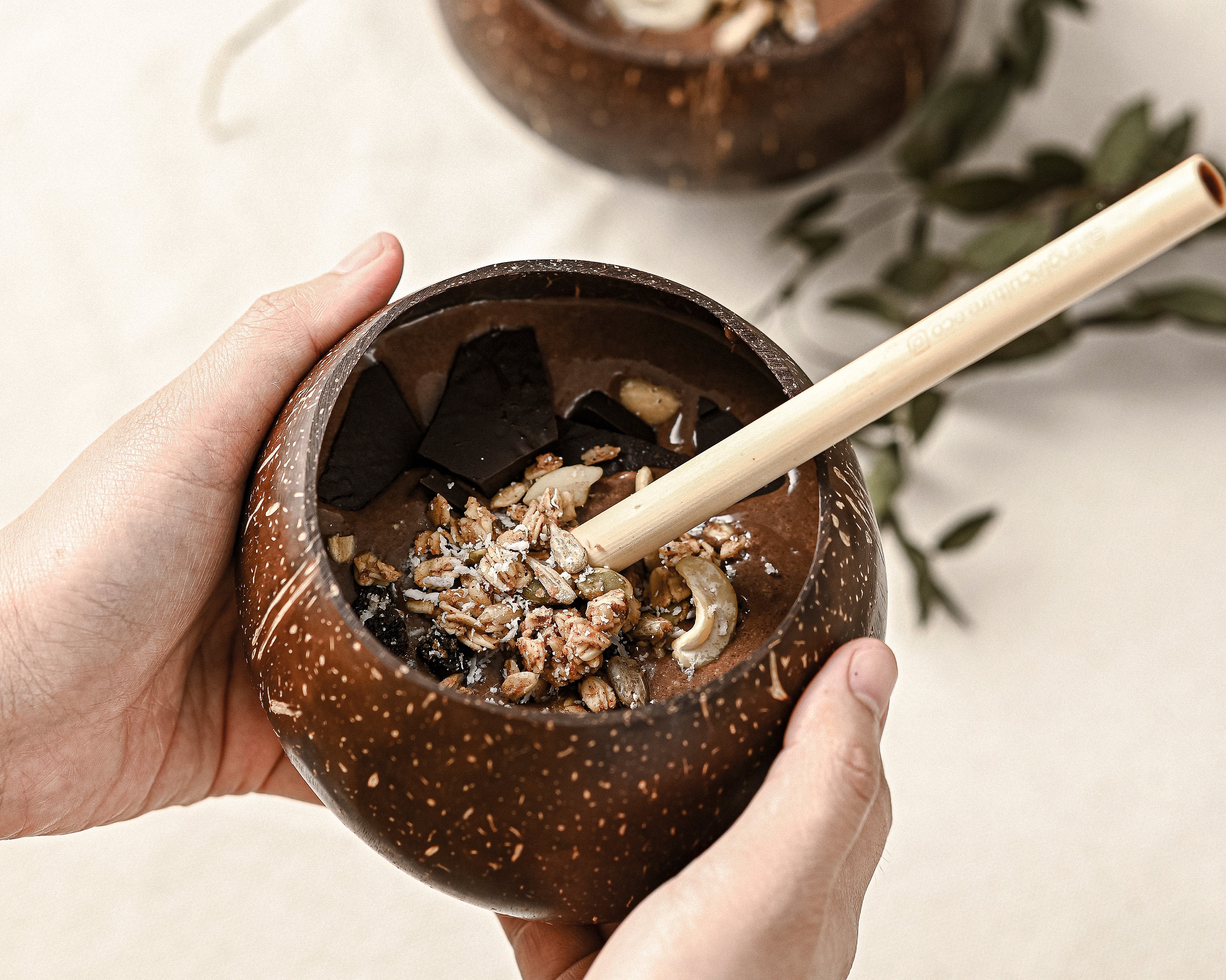 Coconut Shell Cups Smoothie Cup Set With Bamboo Straws - Etsy