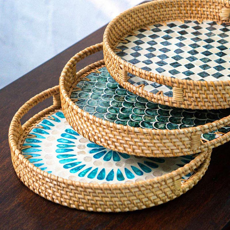 Decorative Tray Wicker - Etsy UK