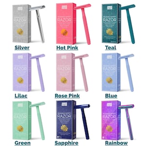 Unisex Safety Razor Set • Includes 10x Refills, Universal Reusable ...