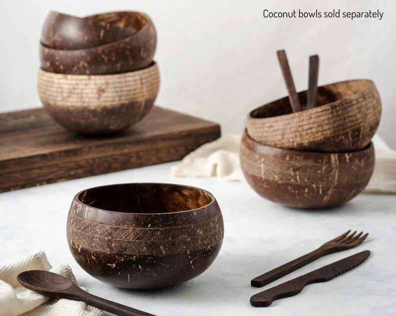Handmade Ebony Wooden Cutlery Set: Zero Waste Travel Utensils & Straw ...