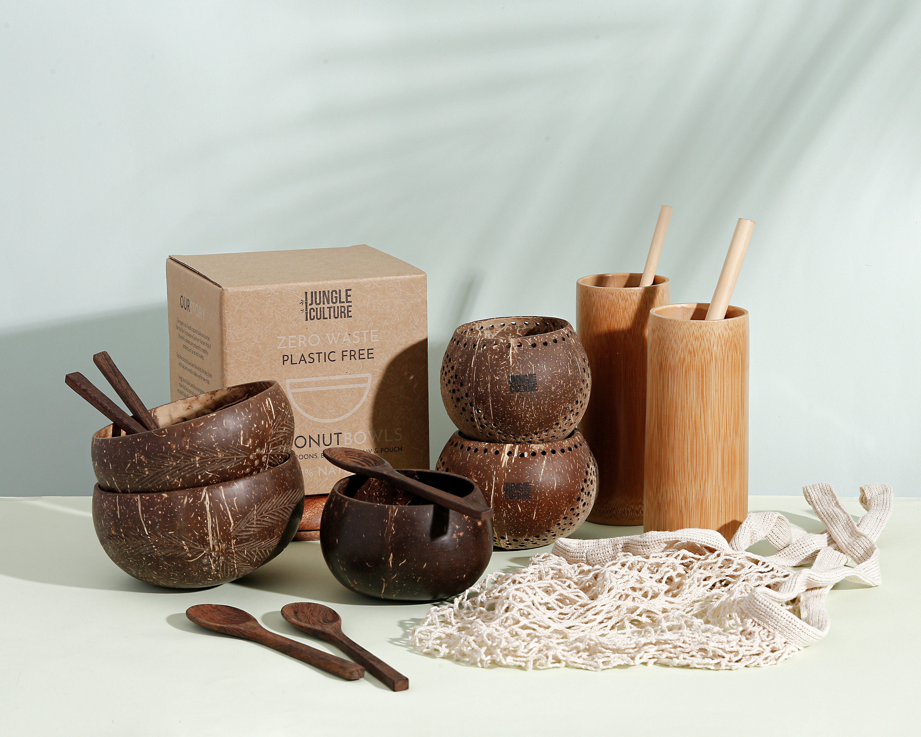 Coconut Shell Cups Smoothie Cup Set With Bamboo Straws - Etsy