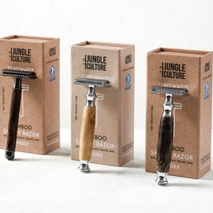 Unisex Reusable Safety Razor With Bamboo Handle & Travel Bag | Eco ...