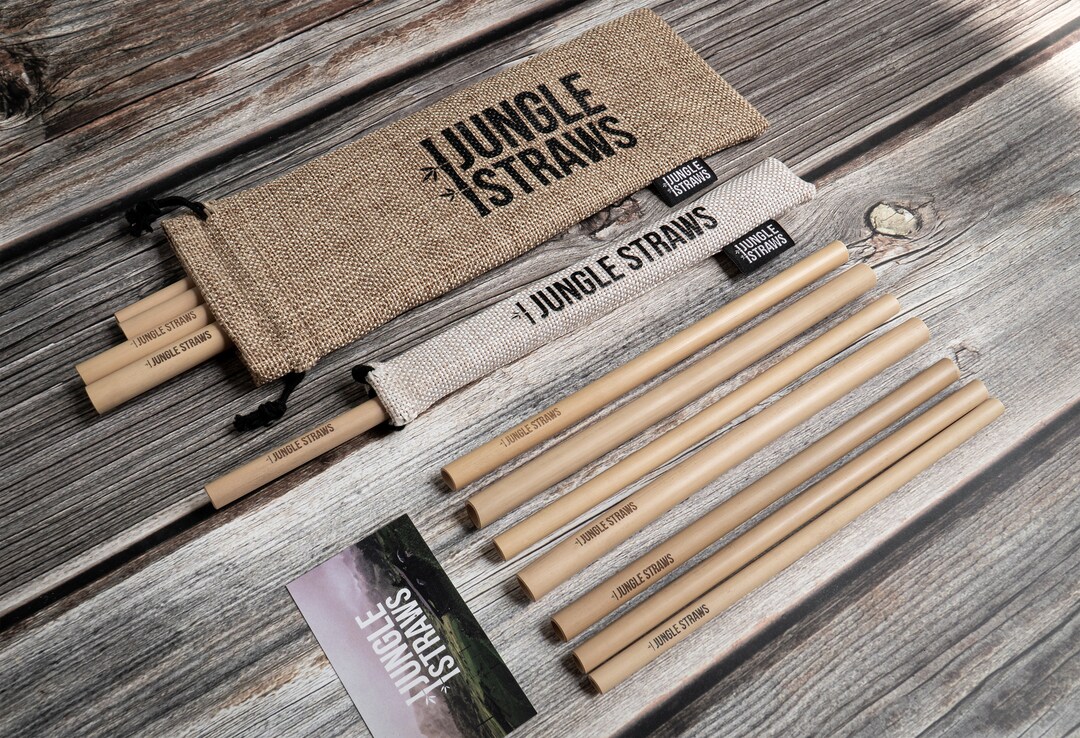 Reusable Bamboo Straw Set • Natural Wooden Drinking Straws (pack of 12 ...