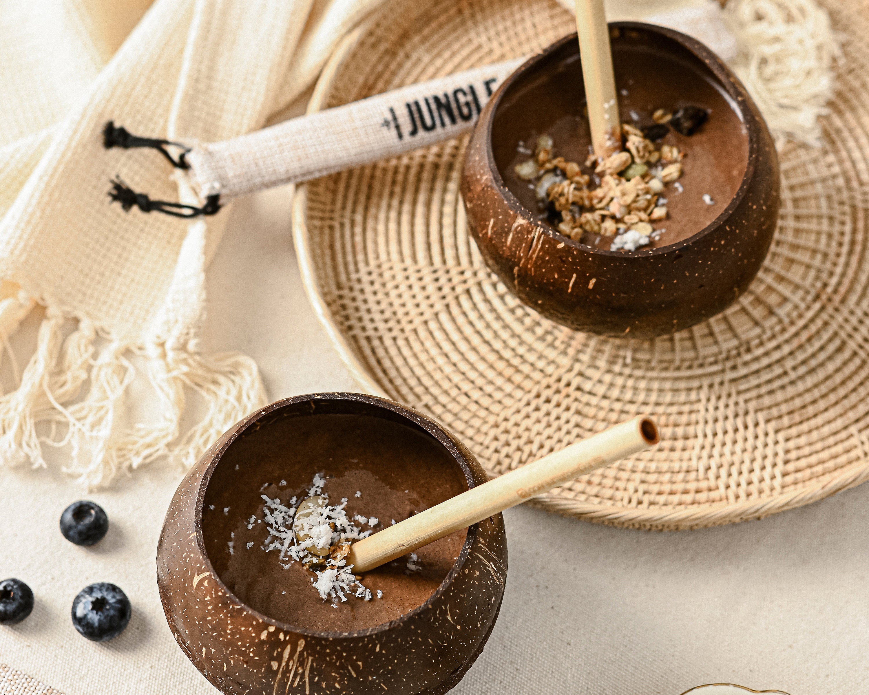 Coconut Shell Cups Smoothie Cup Set With Bamboo Straws - Etsy
