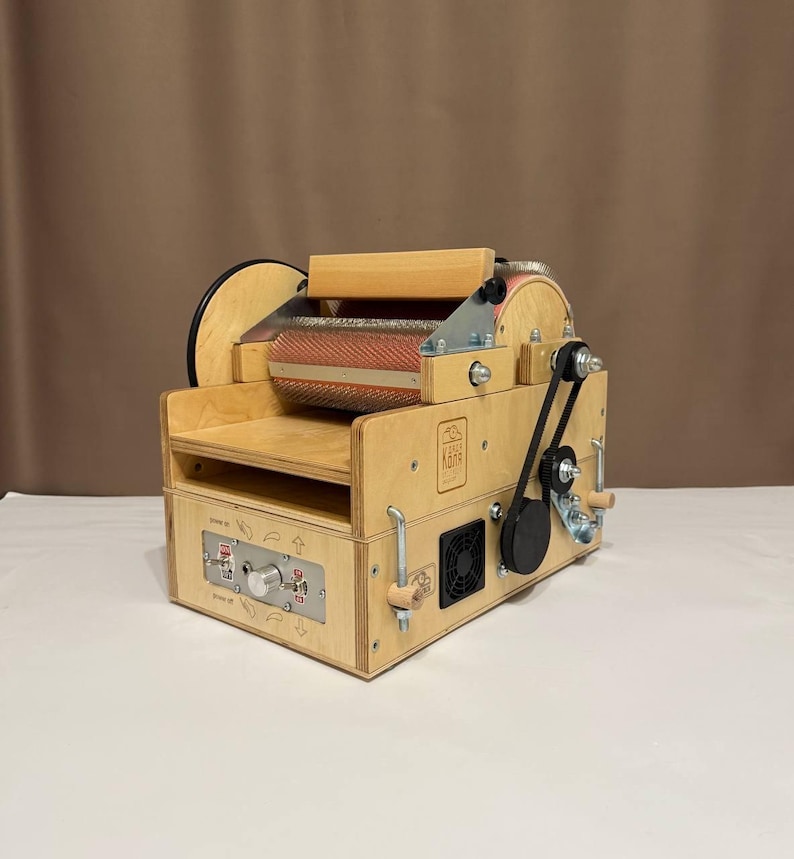 Electric Fiber Carder | Drum Carding Tool With Top Doffer Brush for ...