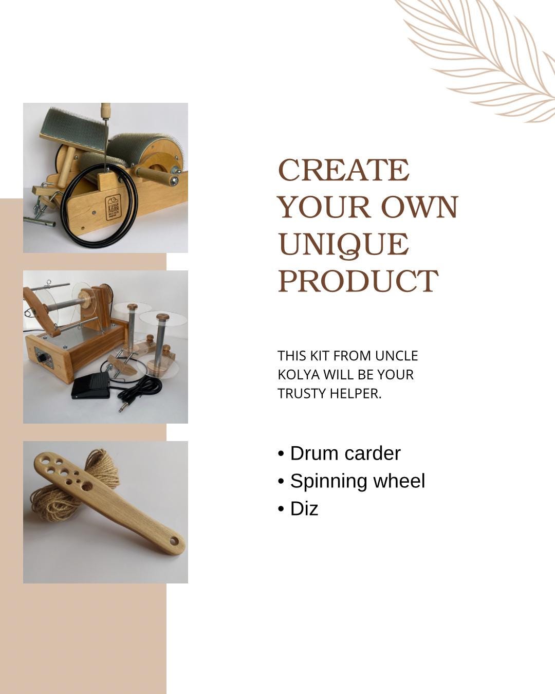 Set Drum Carding Machine+e-spinner+diz. Spinning and Felting Set Uncle ...