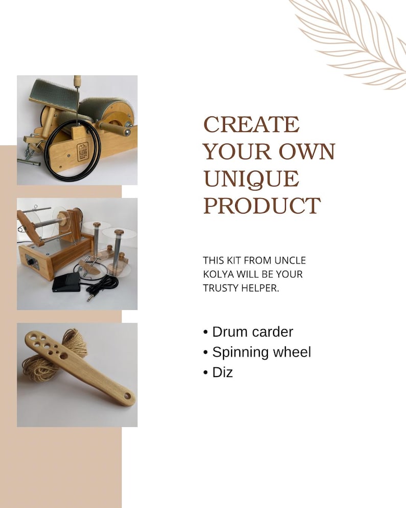 Set Drum Carding Machine+e-spinner+diz. Spinning and Felting Set Uncle ...