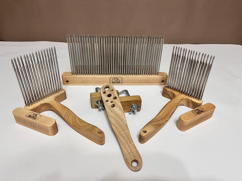 Handmade Ash Wood Wool Comb Kit: Fiber Prep for Spinning & Felting - Etsy