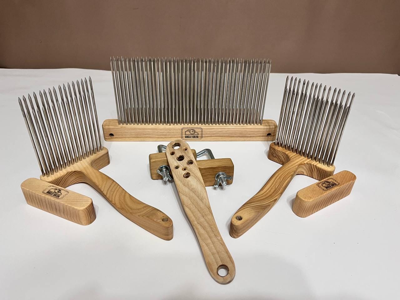 Handmade Wooden Hackle & Comb Kit: Fiber Prep for Spinning, Felting ...
