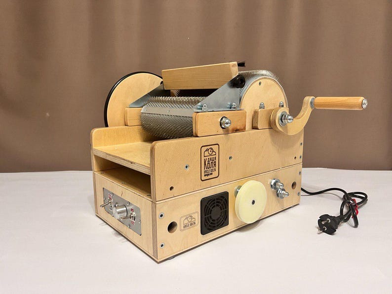 Electric Fiber Carder | Drum Carding Tool With Top Doffer Brush for ...