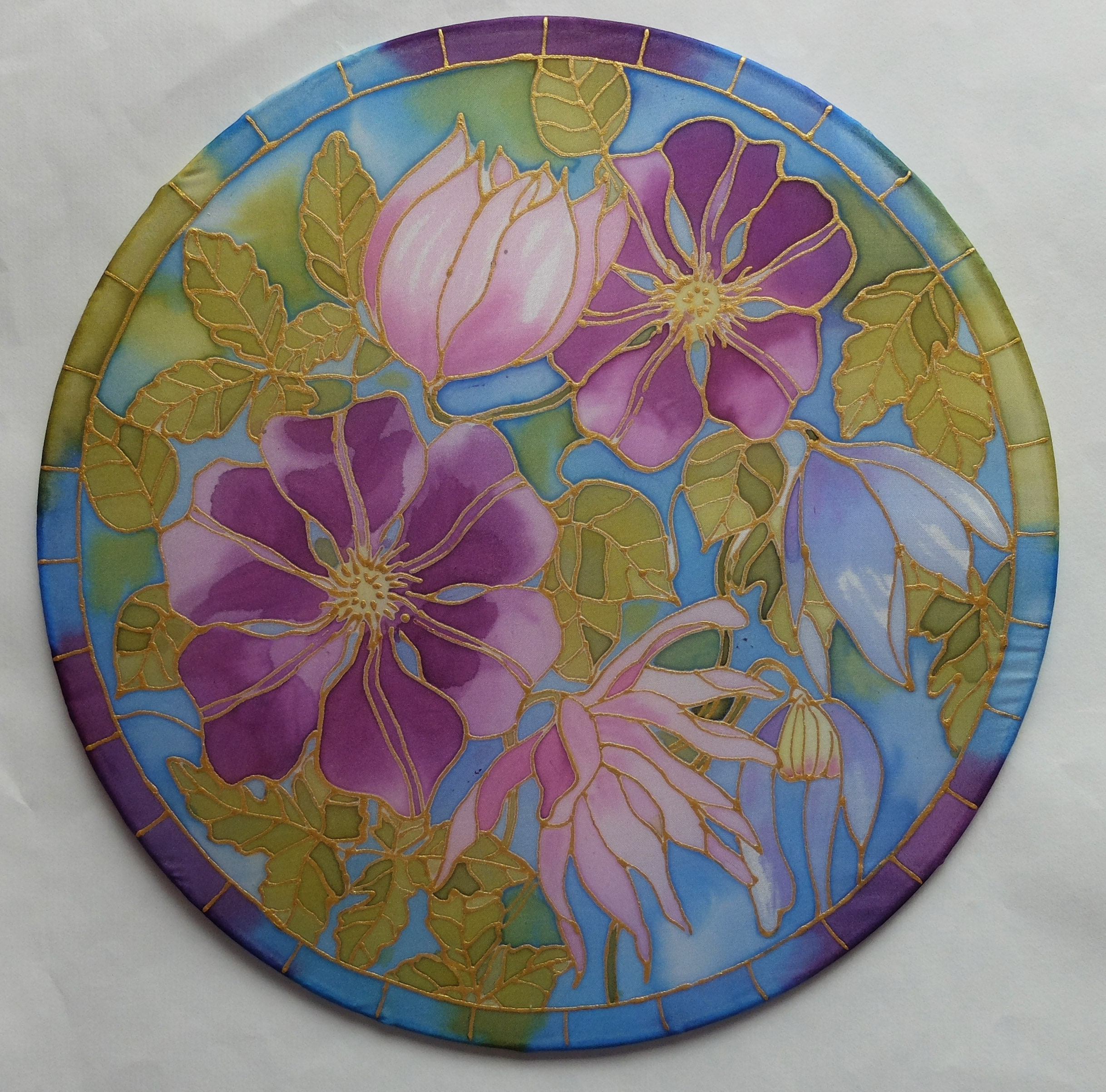 Silk Painting Kit/adult Craft Kit/suncatcher Kit (clematis) - Etsy UK