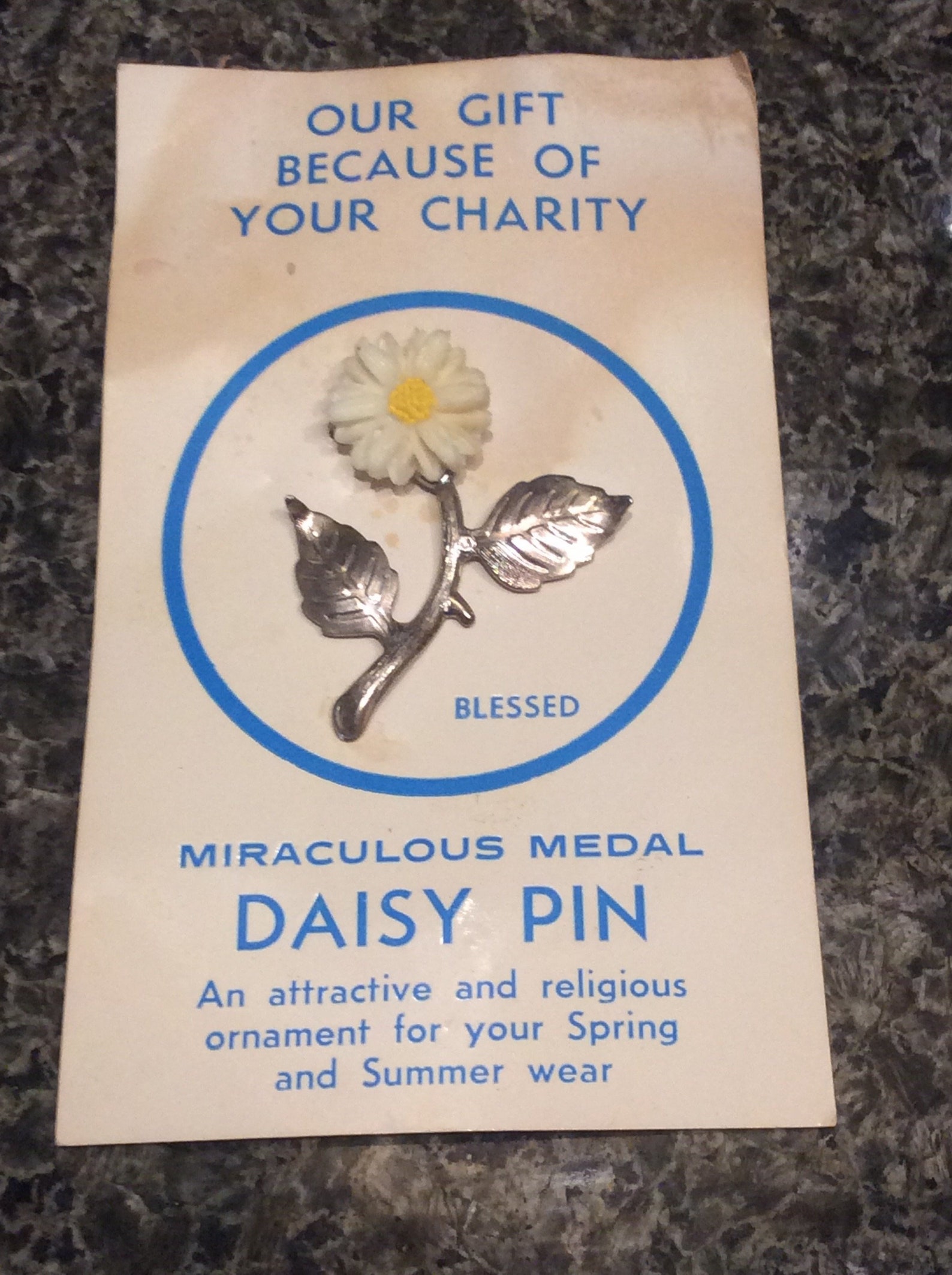 Miraculous Medal Daisy Pin White Daisy Yellow Center Gold Tone | Etsy