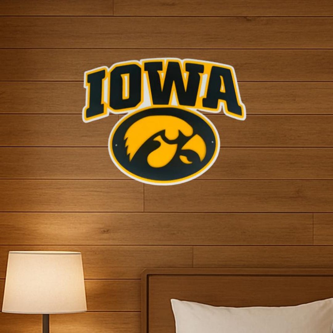 Iowa Hawkeyes Tigerhawk Oval With Iowa Banner - Etsy