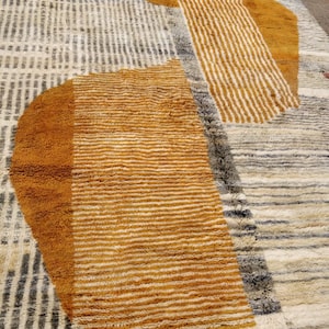 Contemporary Moroccan Rug, Luxurious Beni Mrirt Wool Rug, Orange Area ...