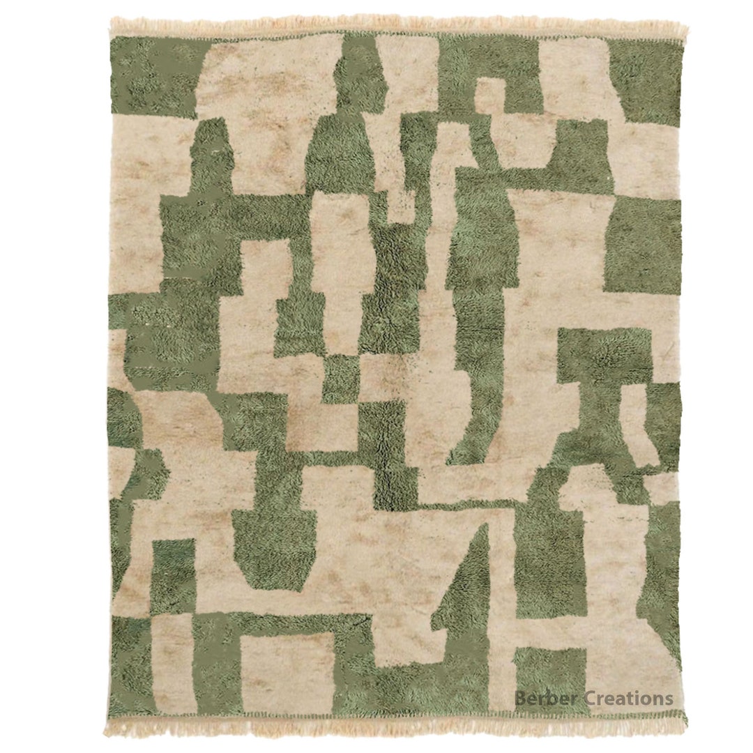 Green Moroccan Beni Mrirt Rug - Handwoven Wool Area Rug - Etsy