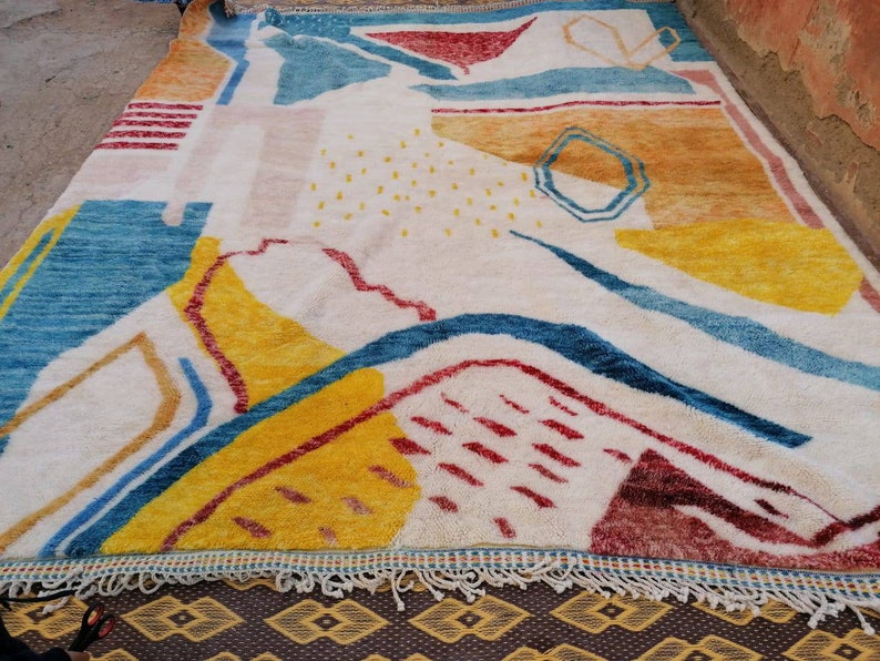 Abstract Berber Area Rug, Genuine Wool, Handwoven Moroccan Carpet - Etsy