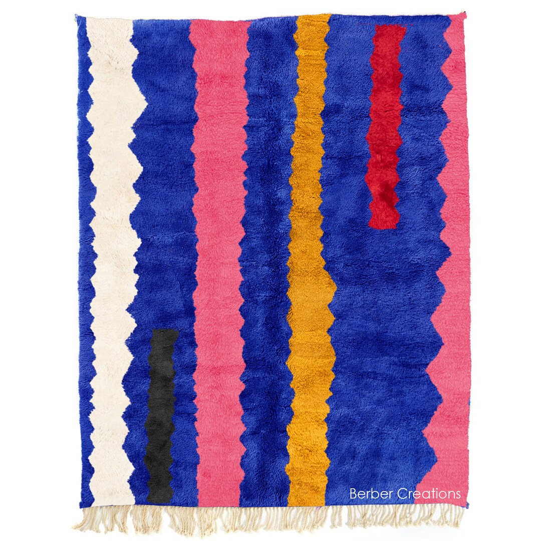 Moroccan Rug Colorful, Beni Rug Blue, Handwoven Area Rug, Beni Ourain ...