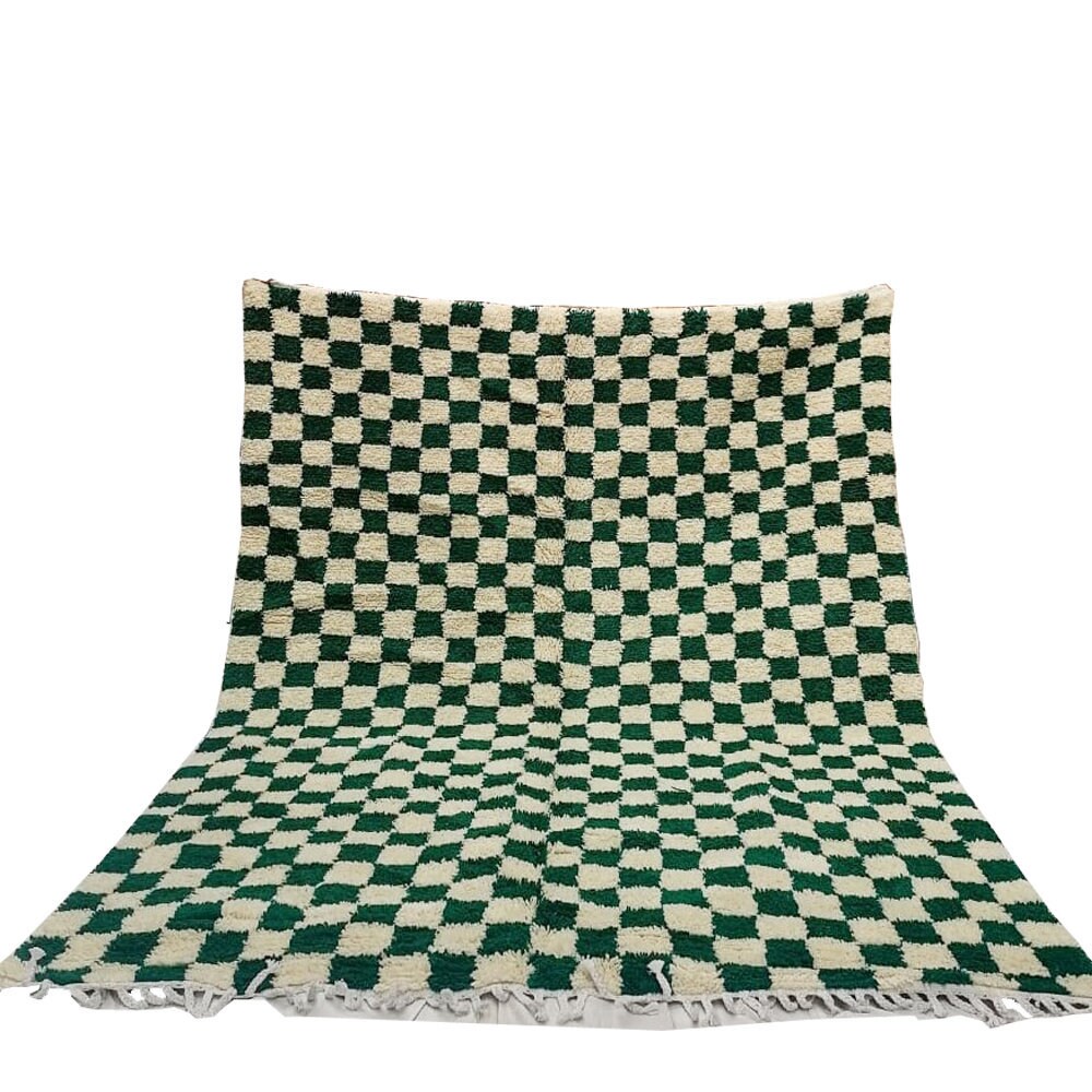 Green Checkered Moroccan Rug, Checkered Area Rug , Berber Carpet ...