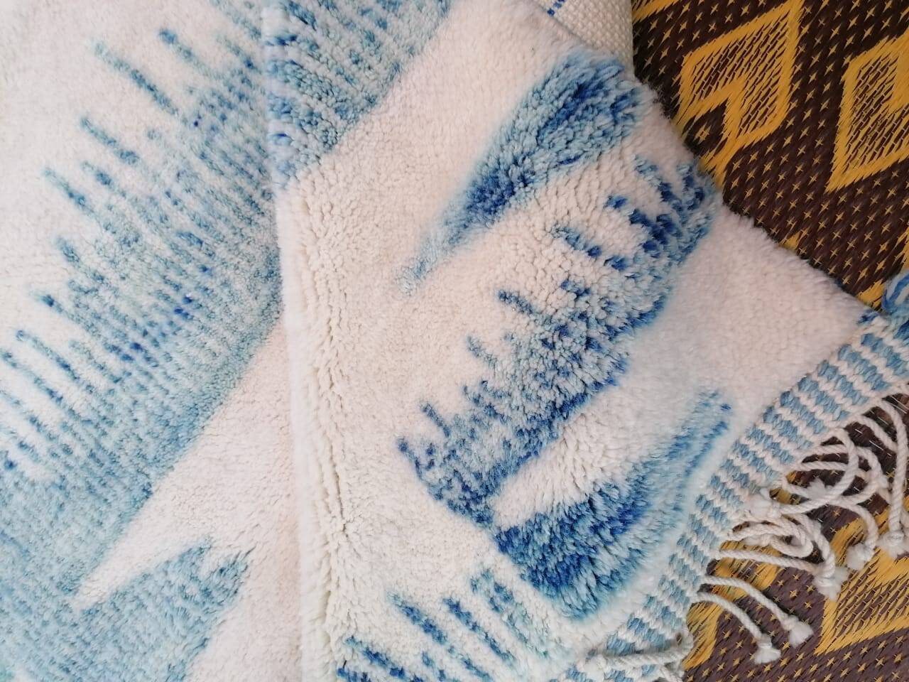 Moroccan Rug Light Blue Berber Carpet Genuine Wool Rug - Etsy