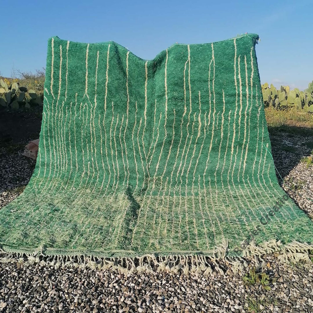 Green Moroccan Wool Rug, Green Soft Beni Rug, Handmade Area Rug - Etsy