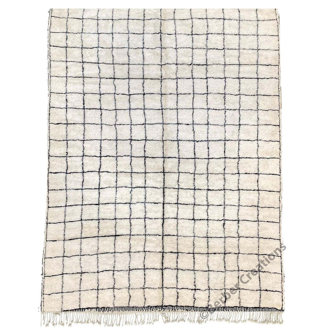 Moroccan Rug Grid Pattern Stripes Lines Black and White Minimalist ...