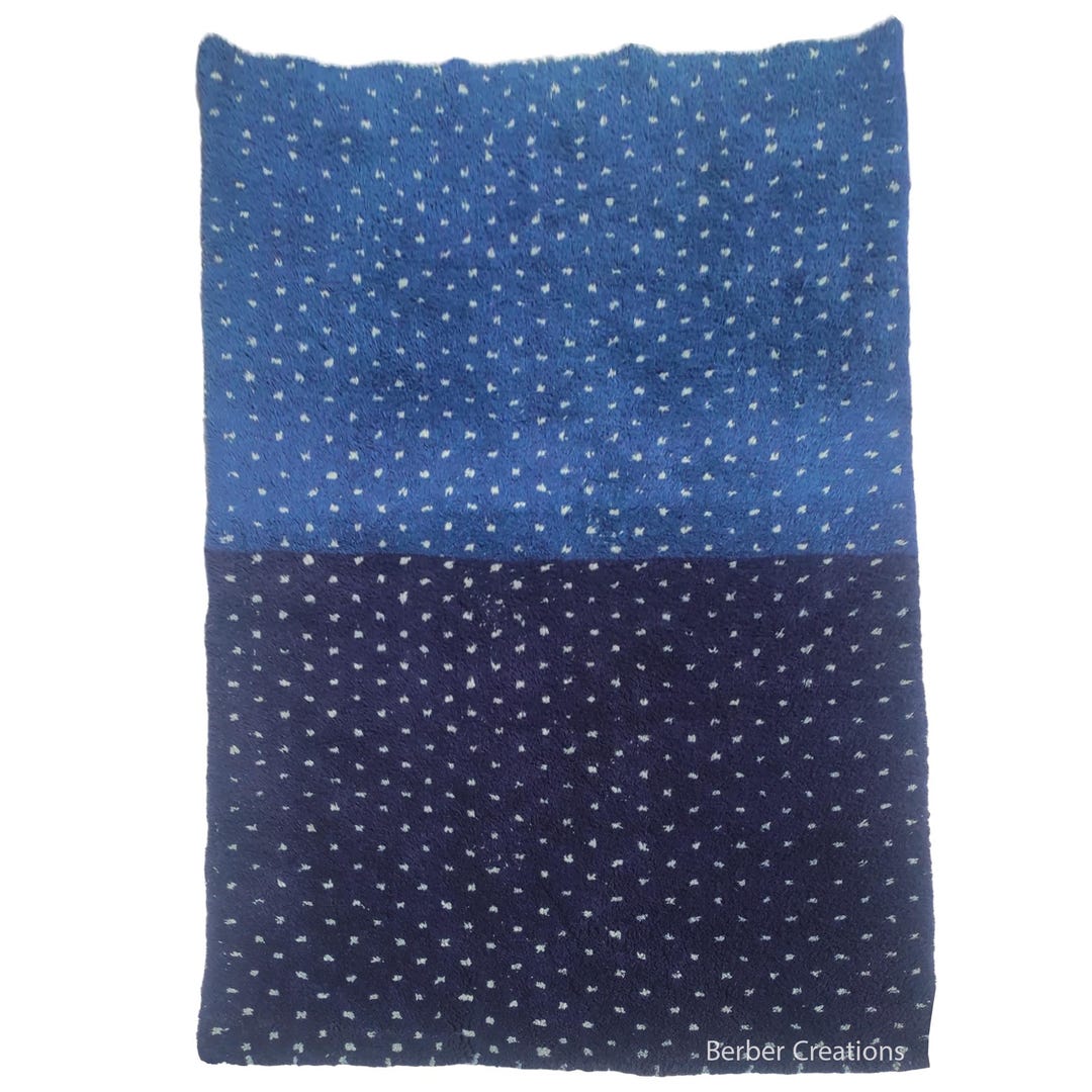 Blue Moroccan Beni Rug 5x8 Ft - Plush Beni Ourain Wool Rug - Beni Mrirt ...