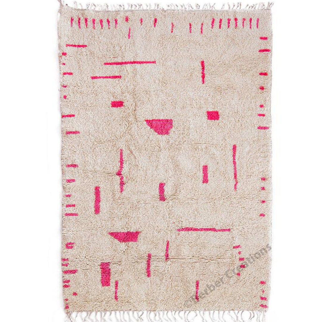 Pink Moroccan Berber Rug With Minimalist Design - Etsy